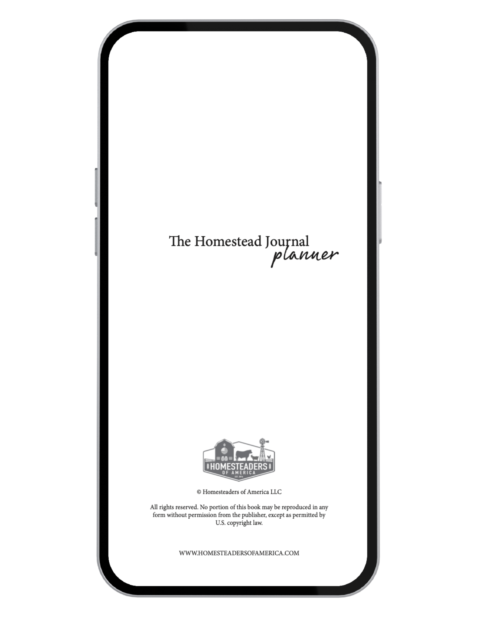 Homestead Journal Planner digital mockup - Homesteaders of America